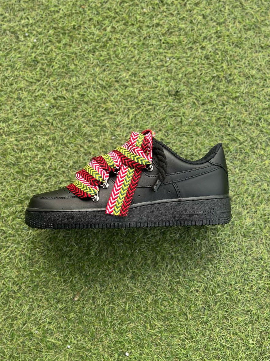 Nike Air Force 1 Black / RED LANVIN ROPE LACES CUSTOM – SNKRSROPE